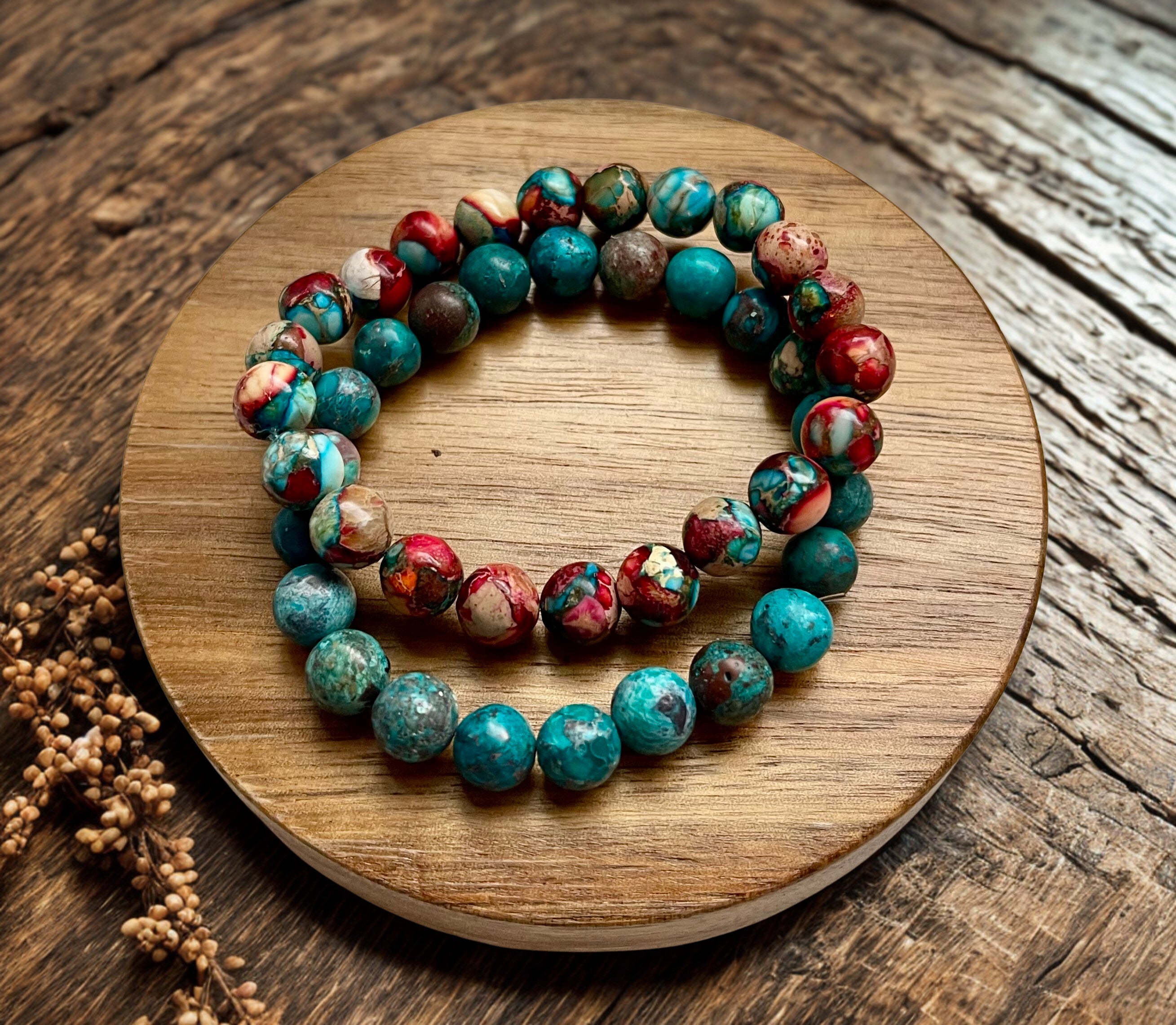 African Turquoise and Imperial Jasper Stretch Bracelet Set – H4 Ranch Shop